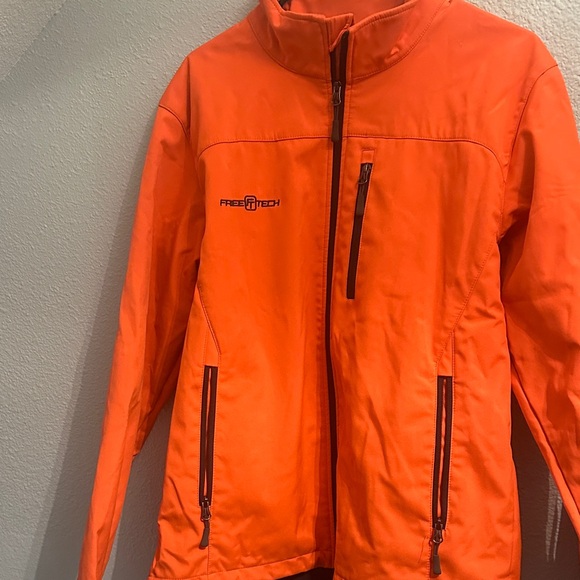 Jackets & Coats | Freetech Orange Jacket With Zipper Pockets | Poshmark